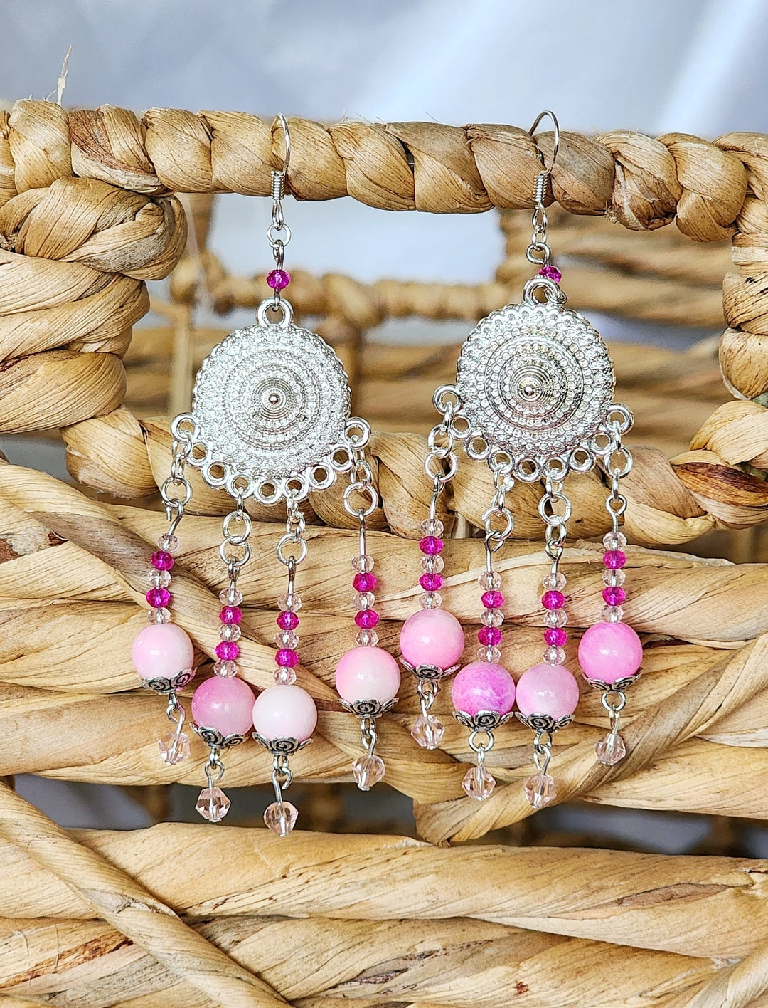 Hmong Heritage-gemstones Crystal Beads Dangle Crystal Earrings - Etsy