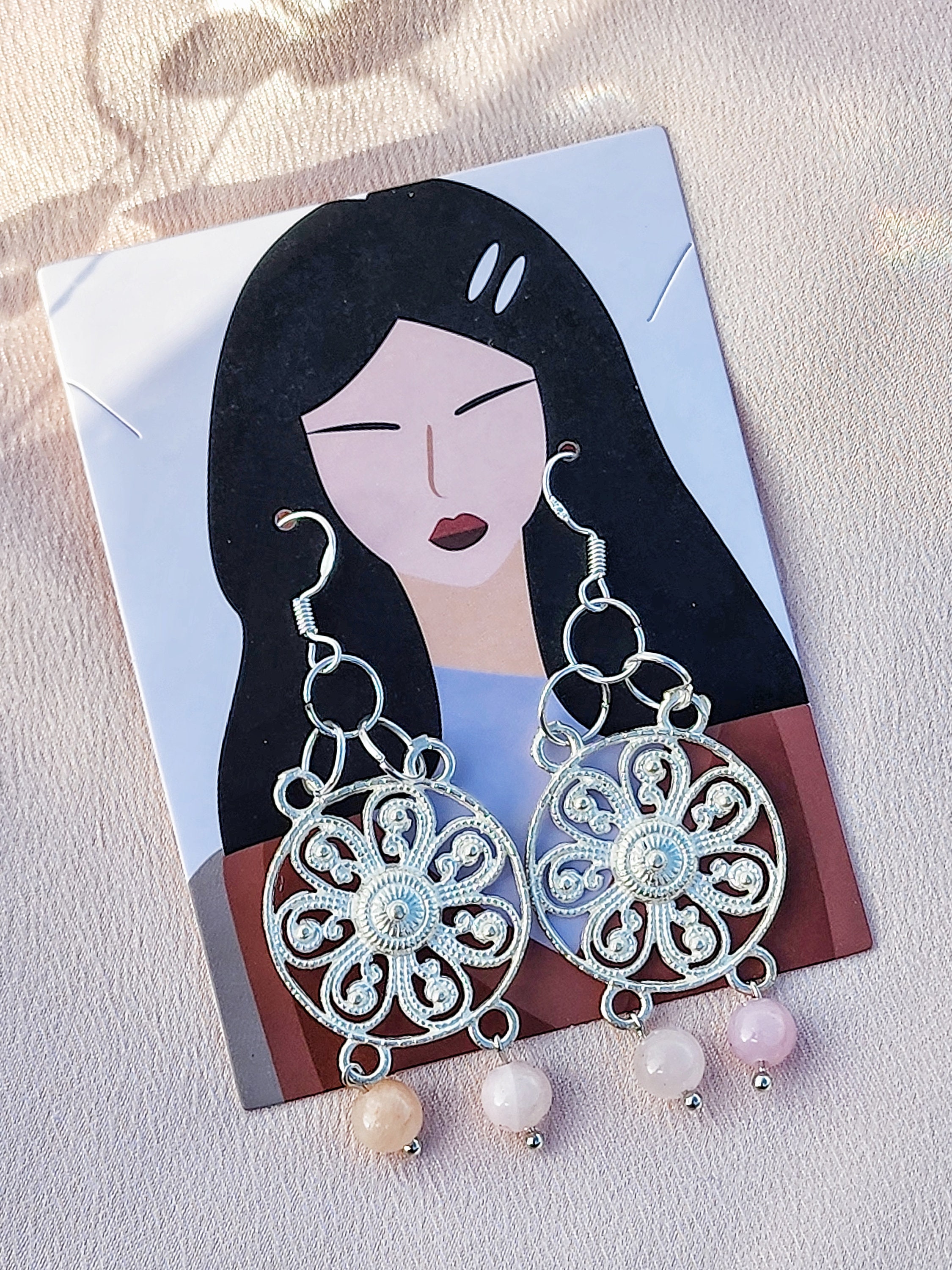 Hmong Heritage-pendant Pearl Gemstone Hook 925 Dangle Earrings - Etsy