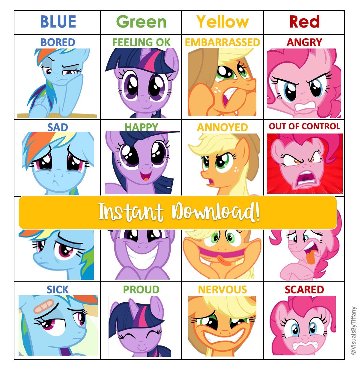 Zones of Regulation My Little Pony Emotions - Etsy Schweiz