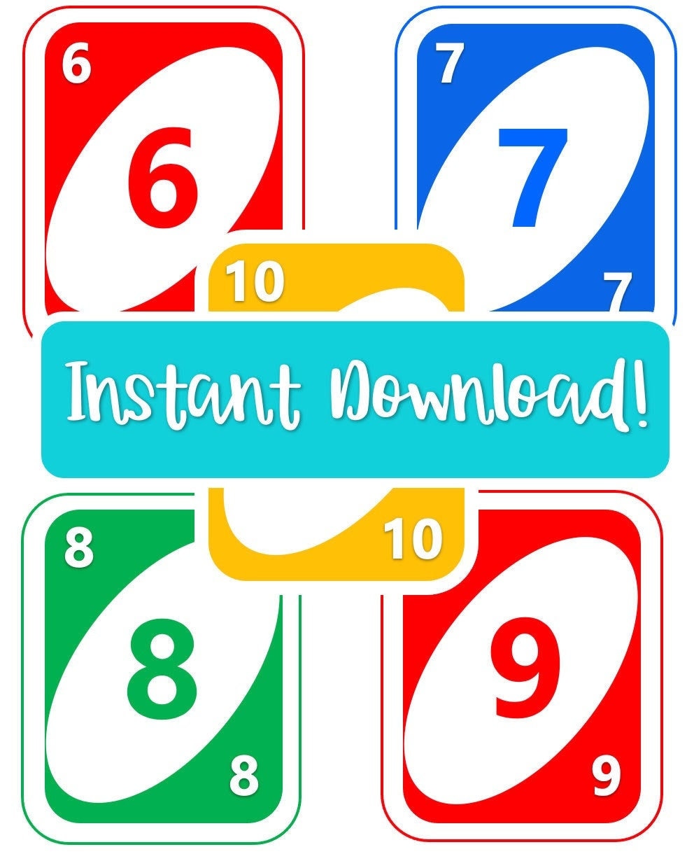 Number Cards 6-10 full Page in 4 Colors - Etsy