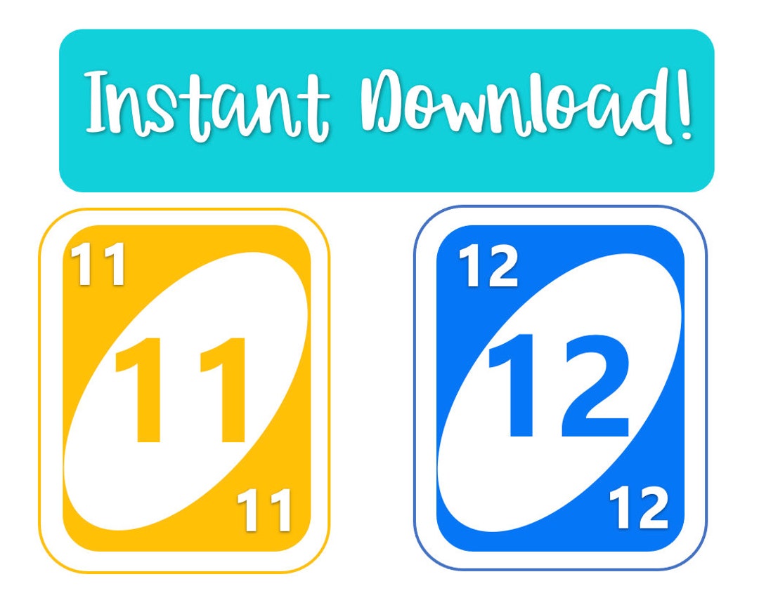Custom Number Cards 11-12 full Page in 4 Colors - Etsy