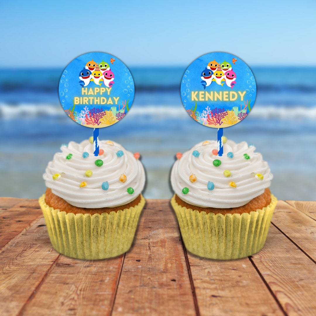 Shark Cupcake Topper Personalized Cupcake Topper Printable Cupcake ...