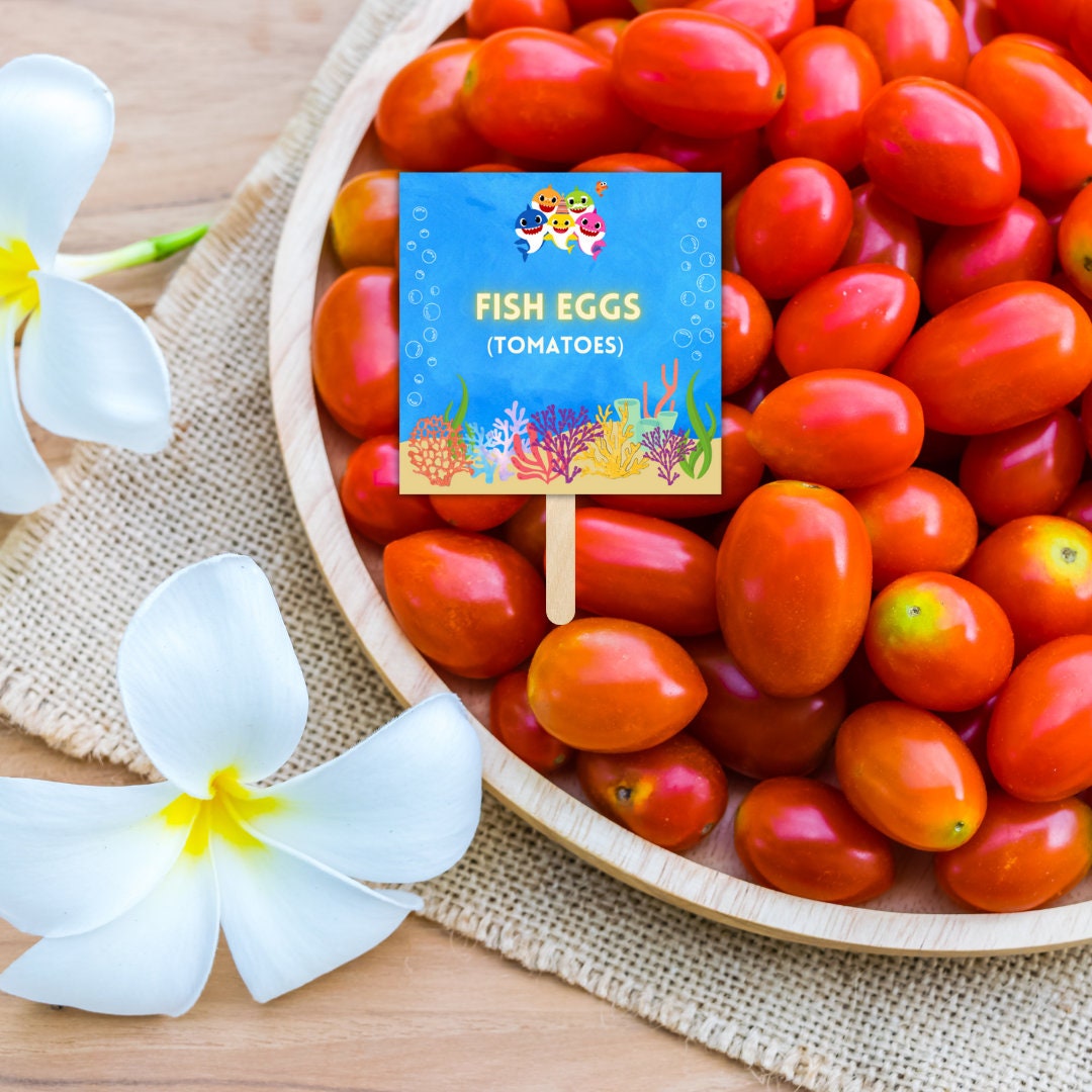 Personalized Food Signs, Custom Shark Food Label, Party Food Label ...