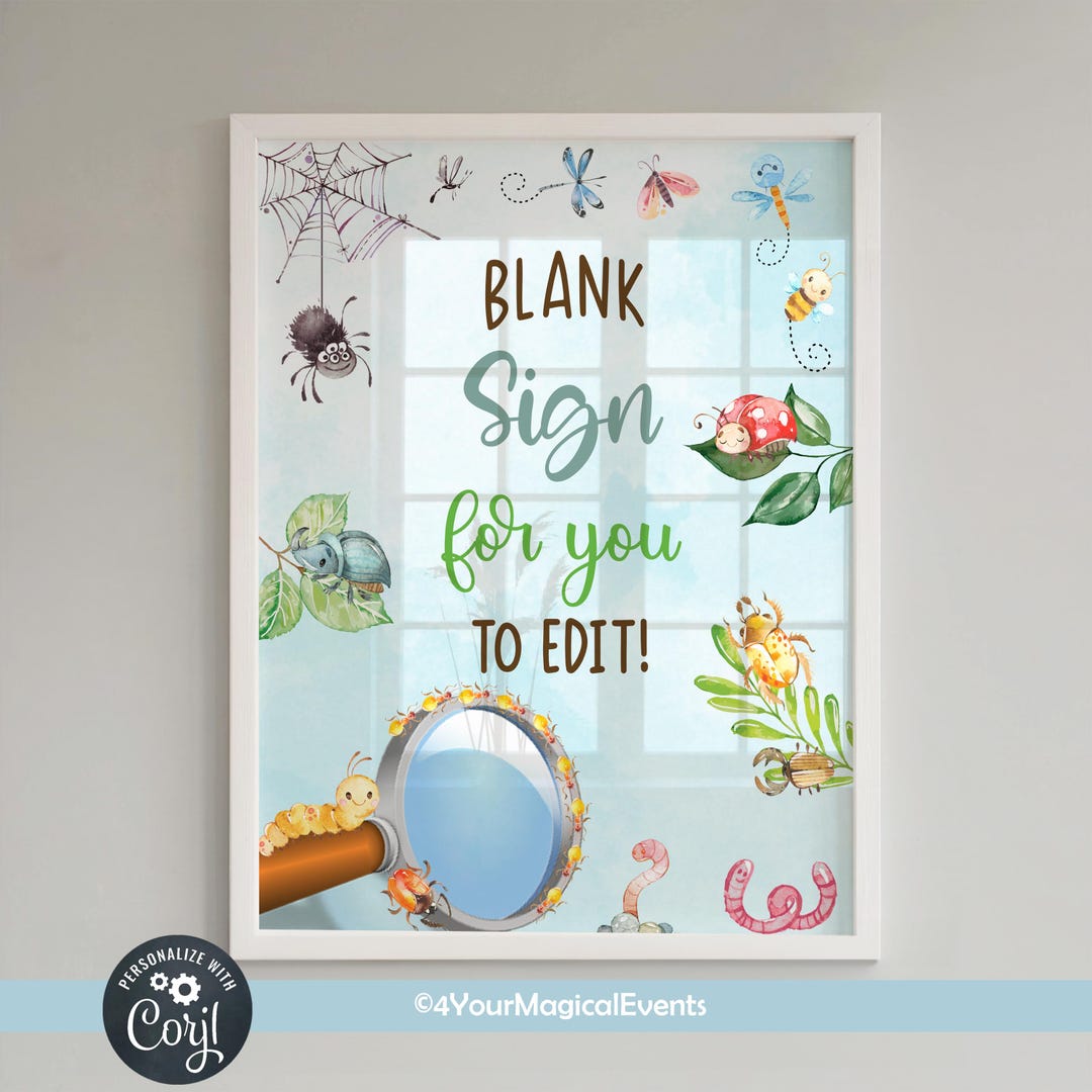 Bugs, Insects, Love Bug, Boy Baby Shower 8x10 Blank Sign, Boy Baby ...