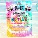 Tie Dye Let's Roll Girl Birthday Invitation, Roller Skating Invite ...