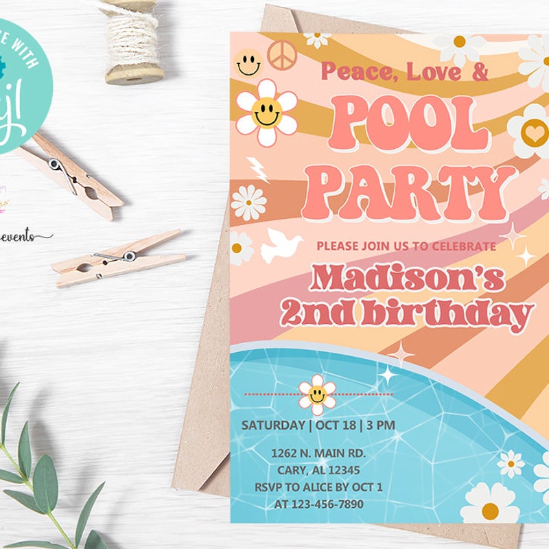 Retro Pool Party - Etsy
