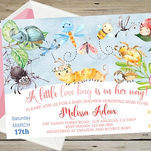 Little Bug Baby Shower Invitation, Girl Baby Shower Invite, Bugs ...