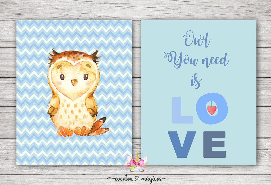 Blue Boy Owl Wall Art, Blue Boy Owl Wall Decor, Digital Printable ...