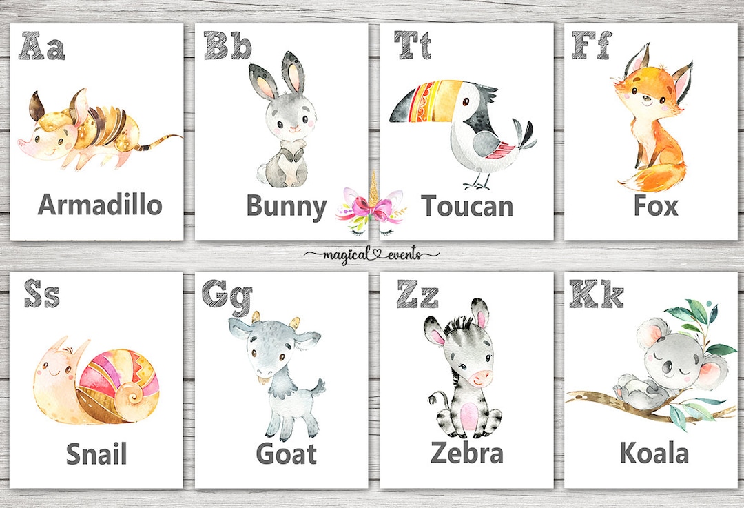 Alphabet Animals Wall Art, Digital Printable, Instant Download ...