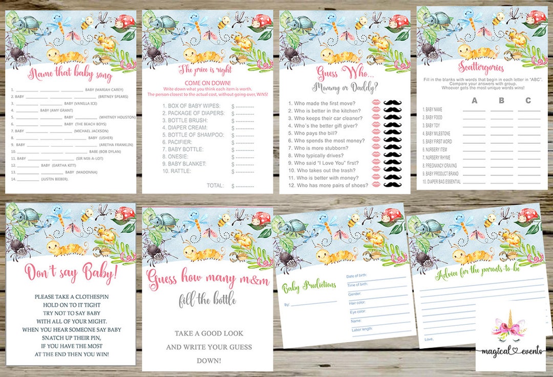 Bugs Baby Shower Games Bundle, Baby Shower Games, Games Package, Baby ...