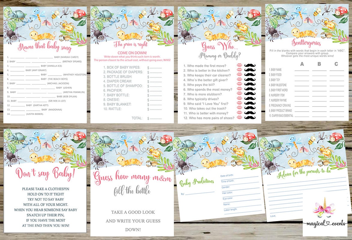 Bugs Baby Shower Games Bundle Baby Shower Games Games | Etsy