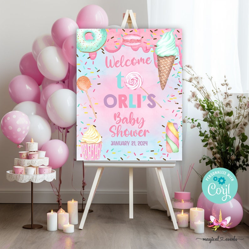 16x20 Girl Sweet One Baby Shower Welcome Sign, SWEET BABY Baby Shower ...