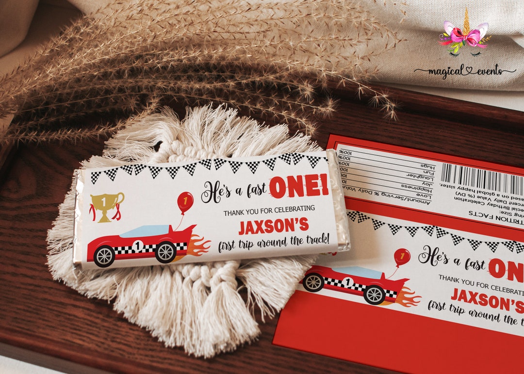 Red Race Car Birthday Candy Wrapper Boy Birthday Favors - Etsy