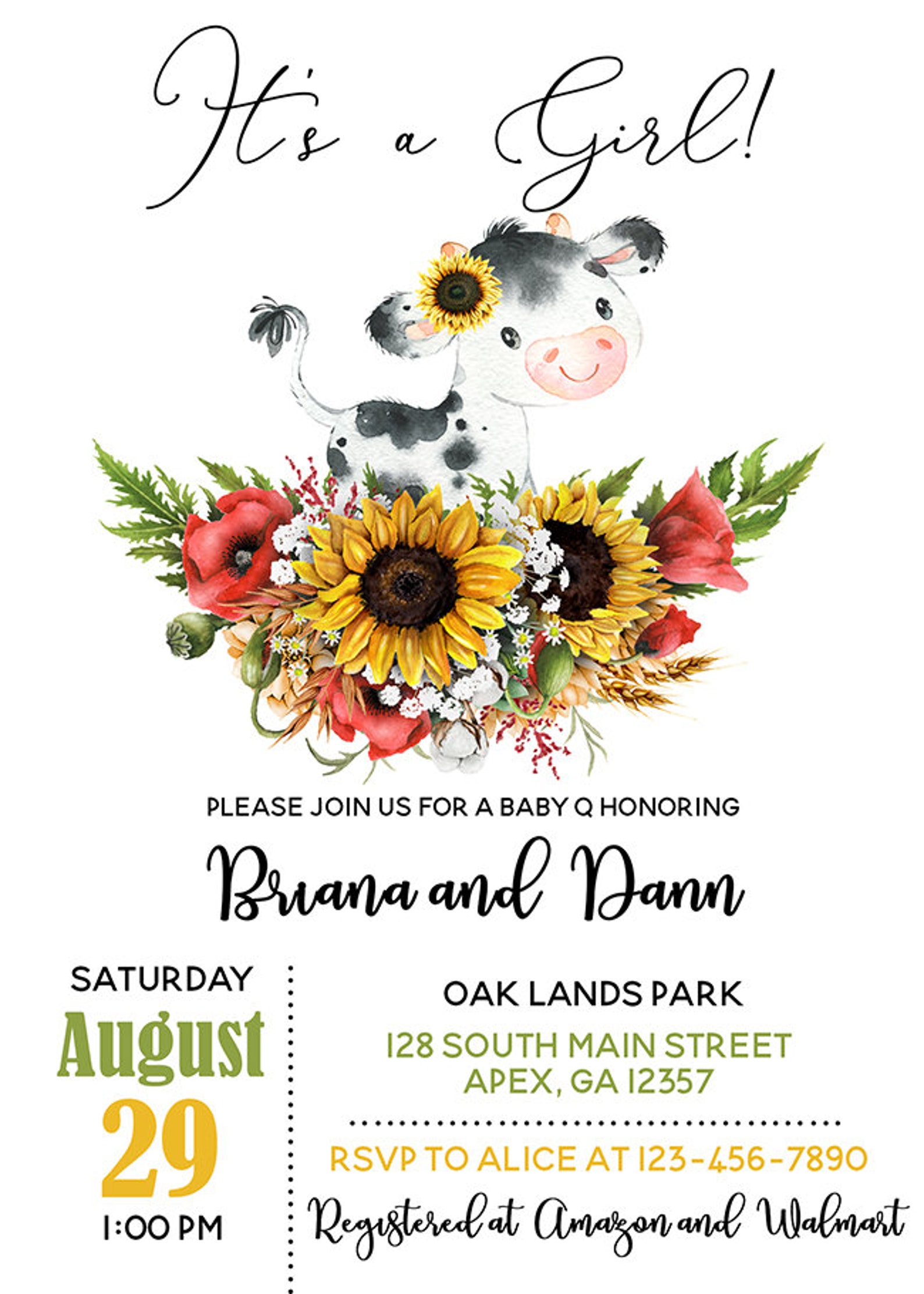 Cow Baby Shower Invitation Girl Baby Shower Invite Baby Cow | Etsy