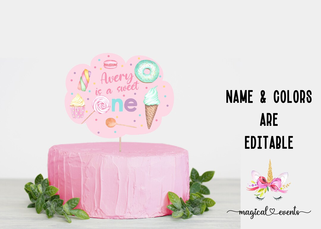Sweet One Girl 1st First Birthday Cake Topper or Centerpiece - Etsy