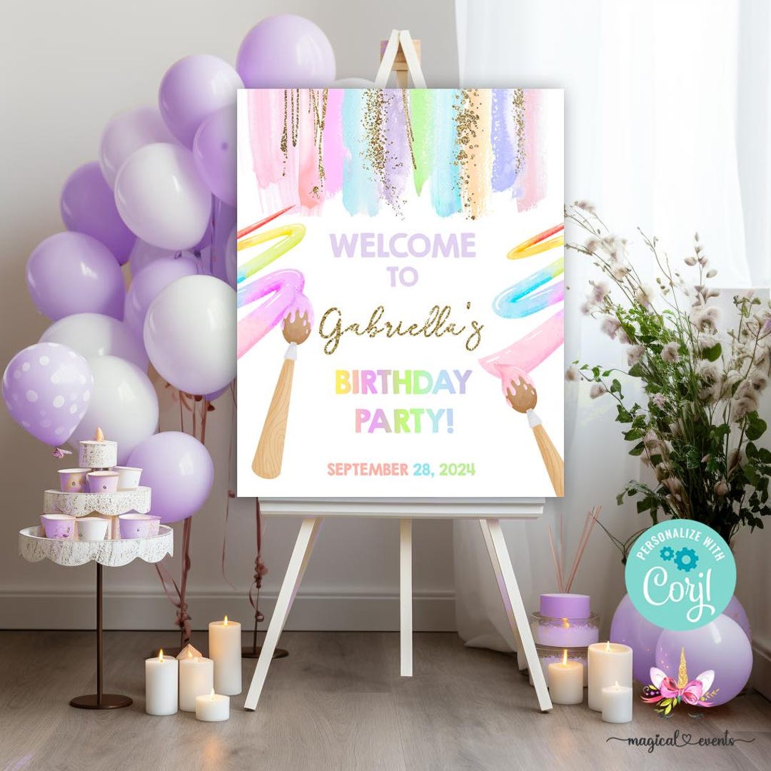 16x20 Art in Party Girl Birthday Welcome Sign, Girl ART Birthday ...