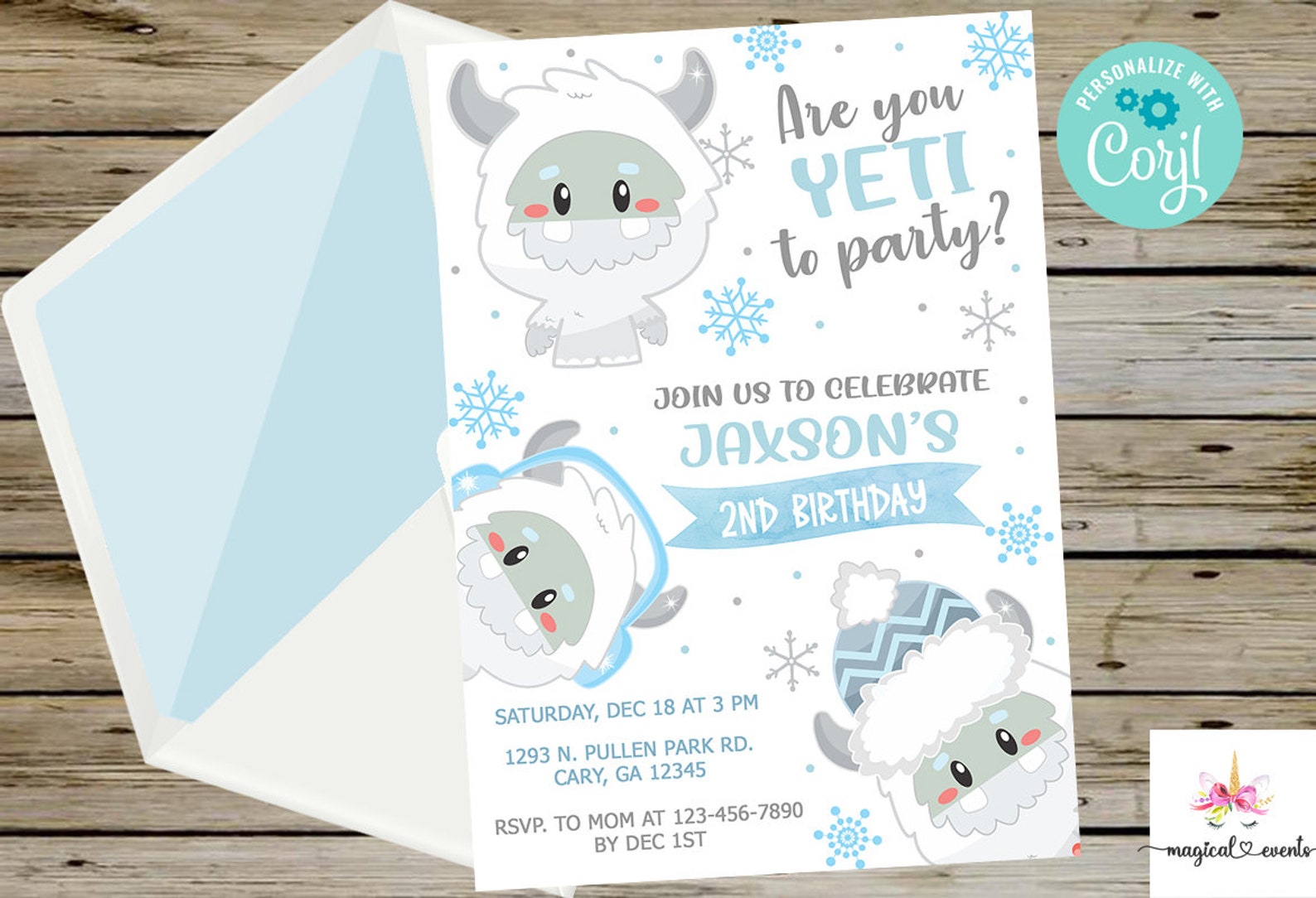 Are You Yeti to Party Boy Birthday Invitation, Winter Yeti Boy Birthday ...