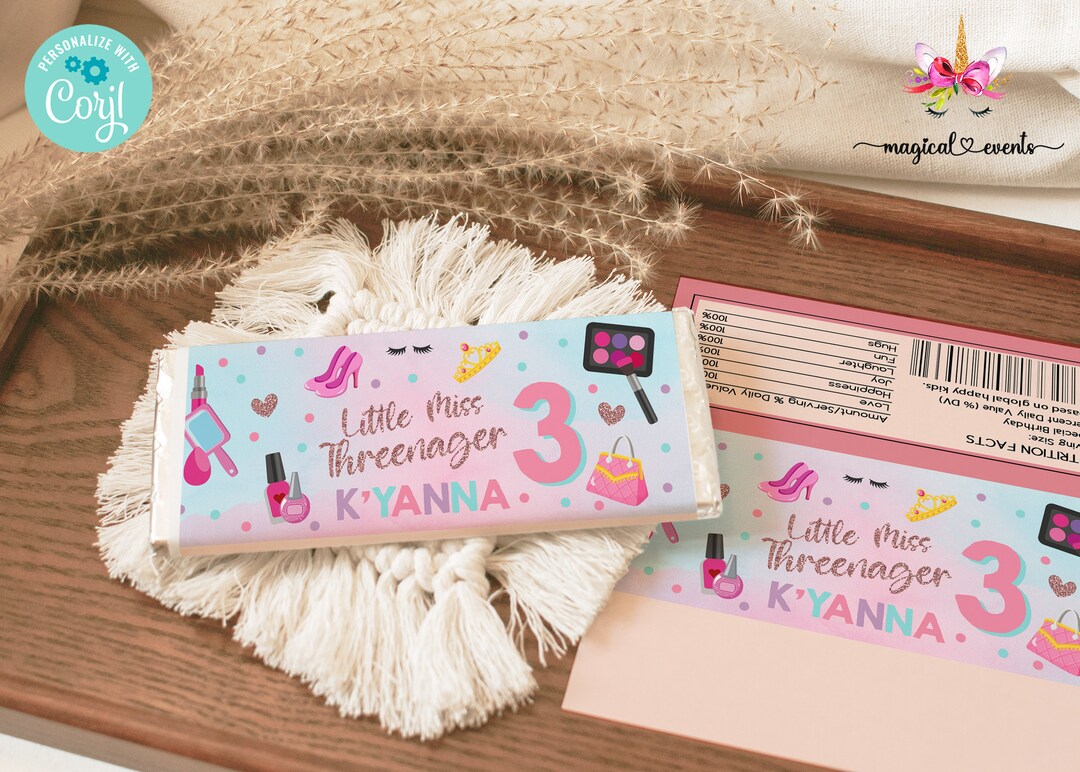 Threenager Birthday Candy Wrapper, Girl Threenager Favors, Favor ...