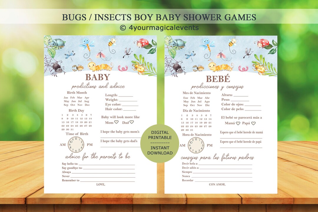 Three 3 Bugs, Insects Boy Baby Shower Games Bundle, Games Package ...