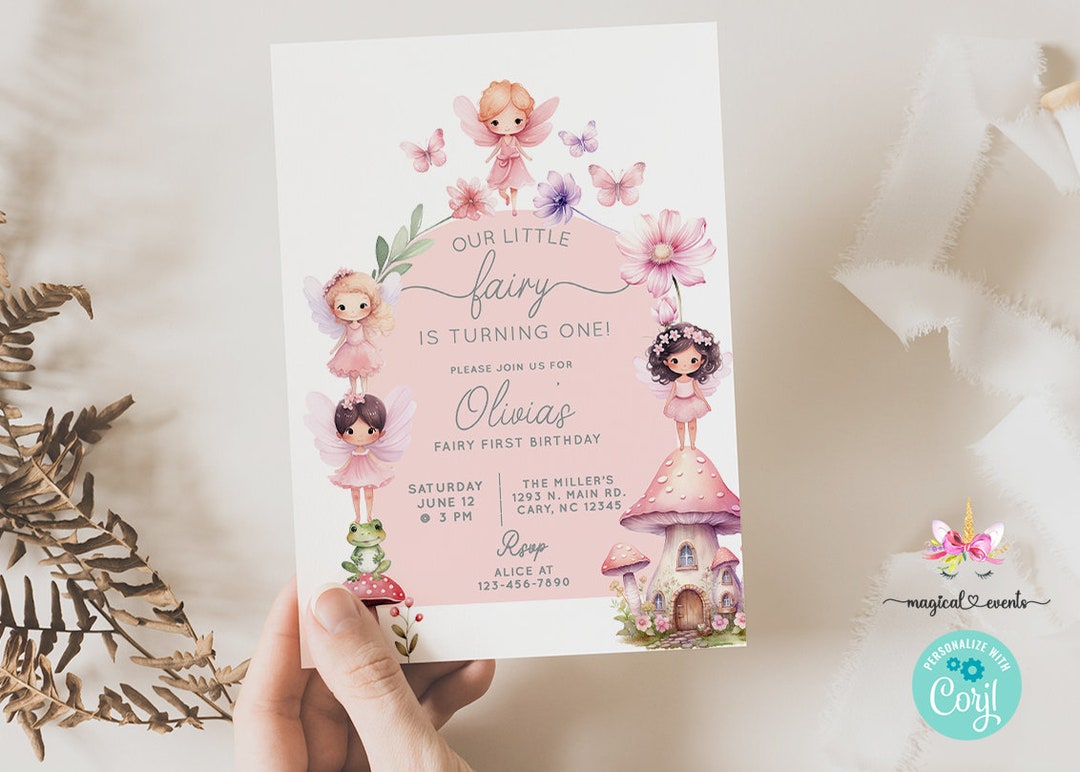 Fairy Birthday Invitation Girl Fairy Birthday Invite, Corjl Digital ...