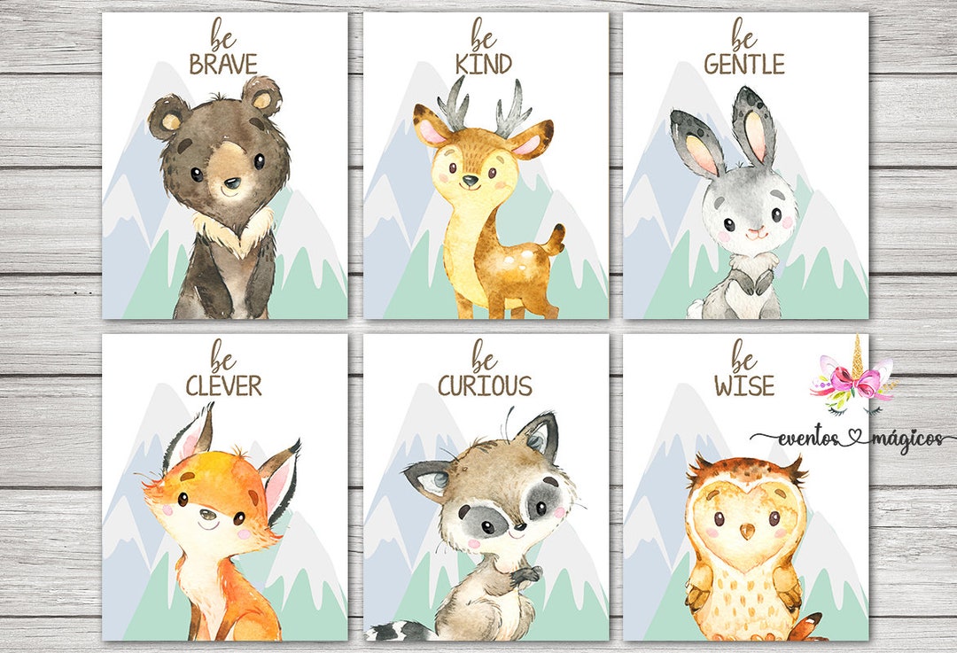 Woodland Animals Wall Art, Forest Animals Wall Decor, Digital Printable ...