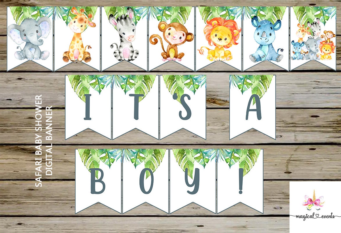 Safari Animals Baby Shower Digital Banner Safari Baby Shower | Etsy