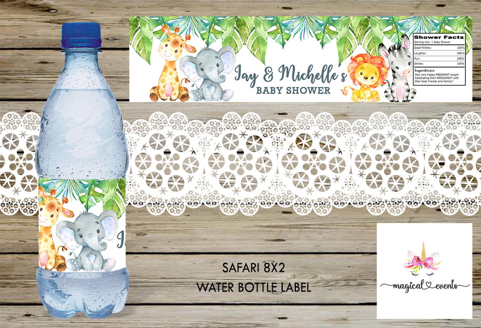 Safari Animals Baby Shower Water Bottle Labels Safari Baby - Etsy