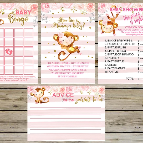 Girl Monkey Baby Shower - Etsy
