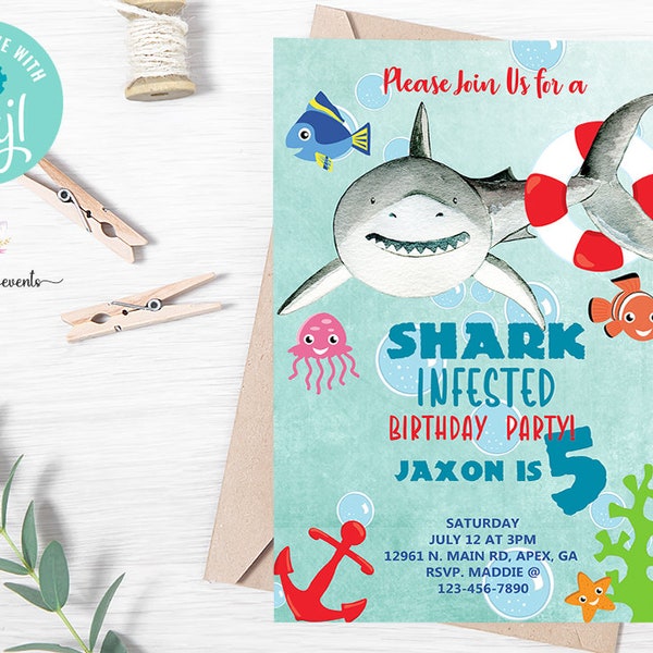 Shark Bite Invite - Etsy