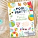 Pool Party Boy Birthday Invitation, Boy Pool Birthday Invite, Digital ...