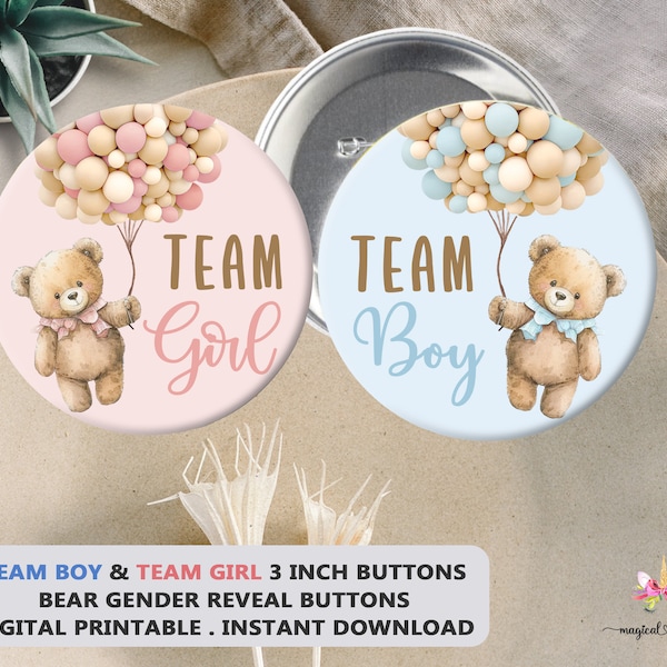 Gender Reveal Bear Buttons - Etsy