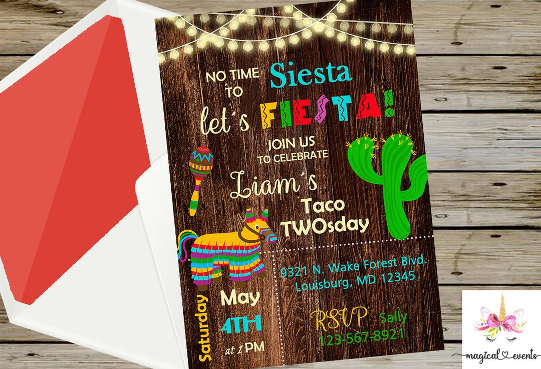Fiesta Birthday Invitation No Time to Siesta Lets Fiesta 5x7 - Etsy
