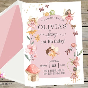 Fairy 1st Birthday Invitation, Girl First Birthday Invite, Digital ...