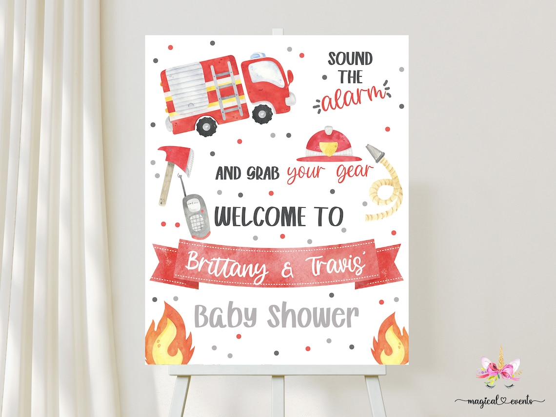 16x20 Firefighter Baby Shower Welcome Sign Boy Firetruck - Etsy