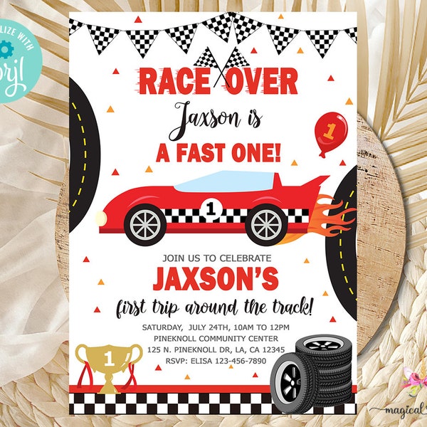 First Birthday Race Car Invite - Etsy