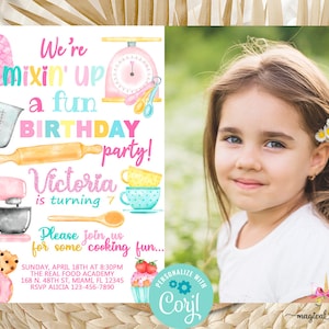 Baking Cooking Girl Birthday Invitation We Are Mixin up a Fun - Etsy