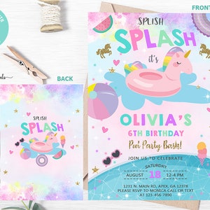 Pool Party Bash Birthday Invitation, Splish Splash Summer Invite ...
