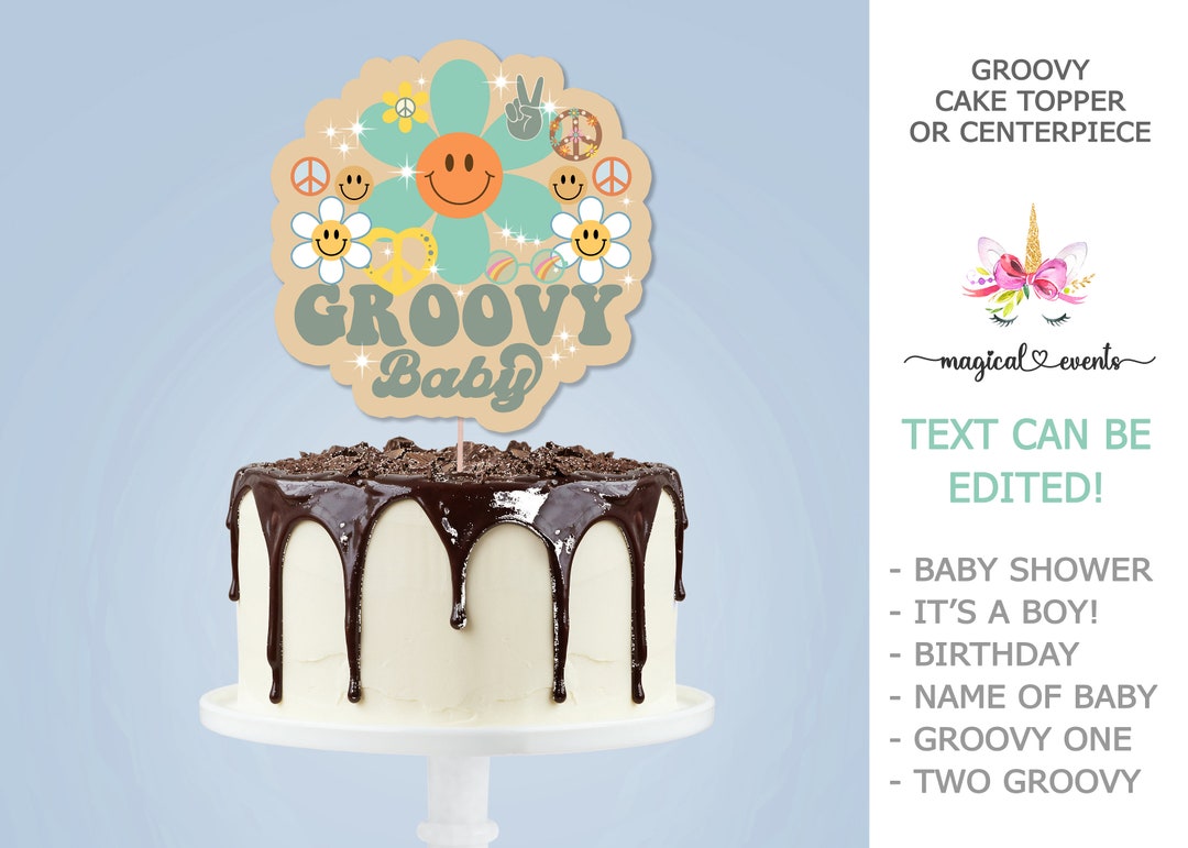 Groovy Baby Boy Baby Shower Cake Topper or Centerpiece, Boy Groovy ...