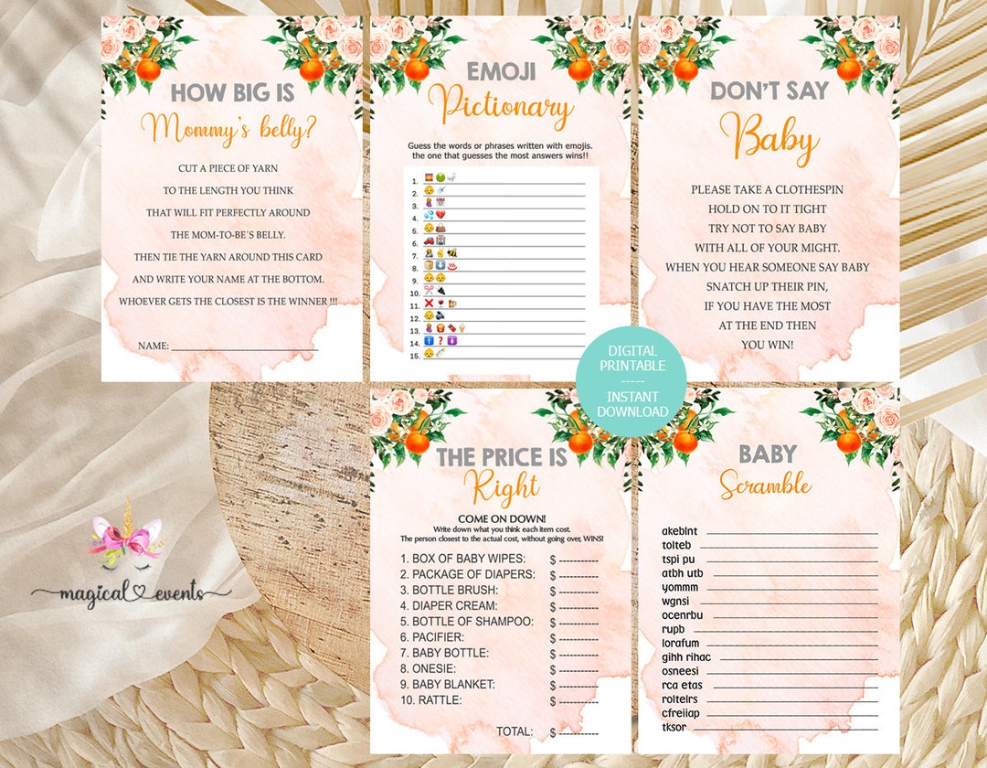 Oranges, Little Cutie, Baby Shower Games Bundle, Baby Shower Games ...
