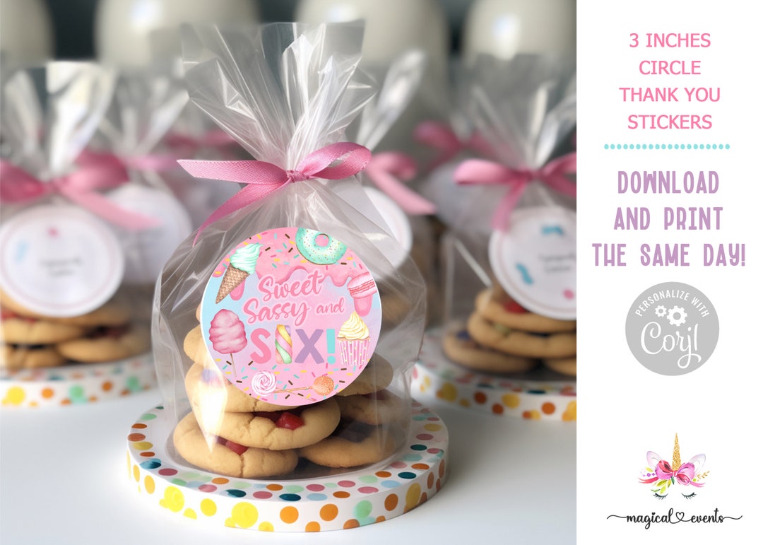 Sweet Sassy and Six Girl 6th Birthday Sticker / Cupcake Topper ...