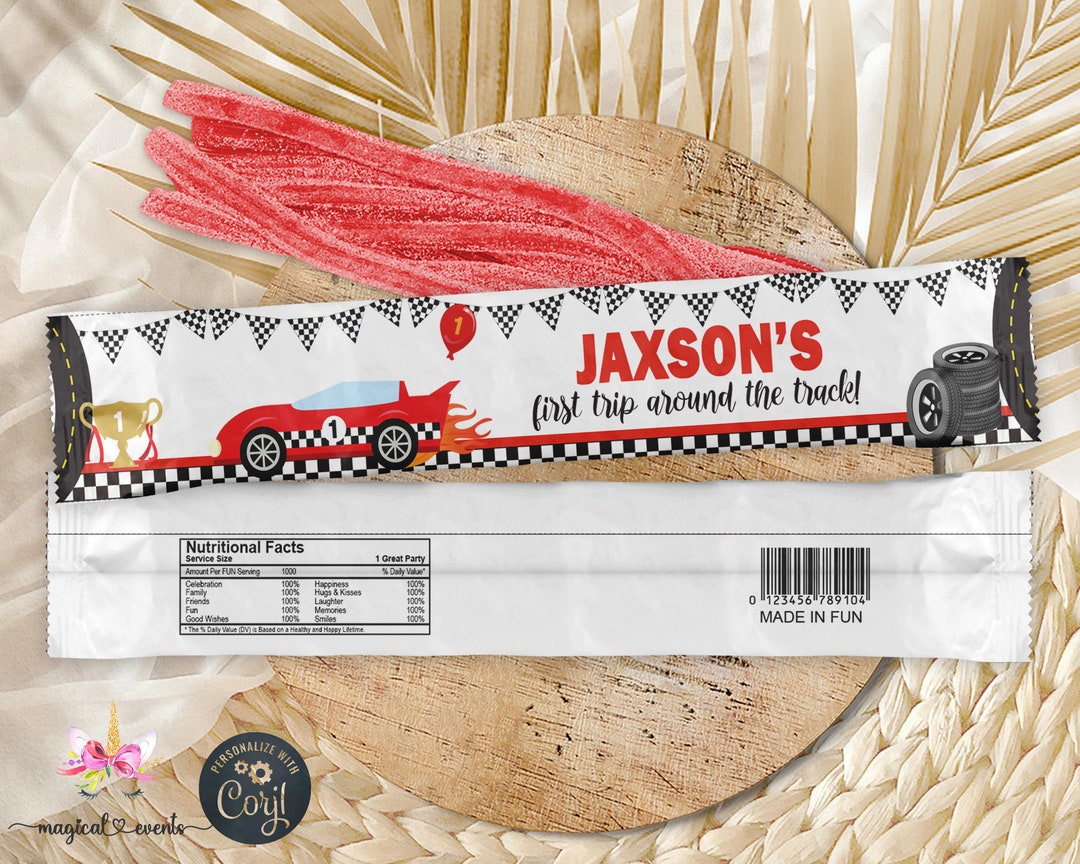 Red Race Car Theme Sour Straws Favor, Boy Race Car Party Favors, Corjl ...