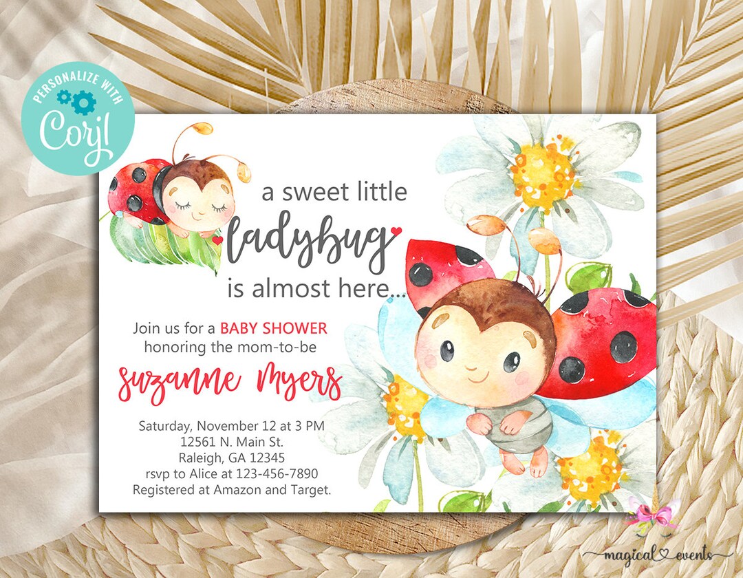 Ladybug Girl Baby Shower Invitation, a Sweet Little Ladybug Baby Shower ...