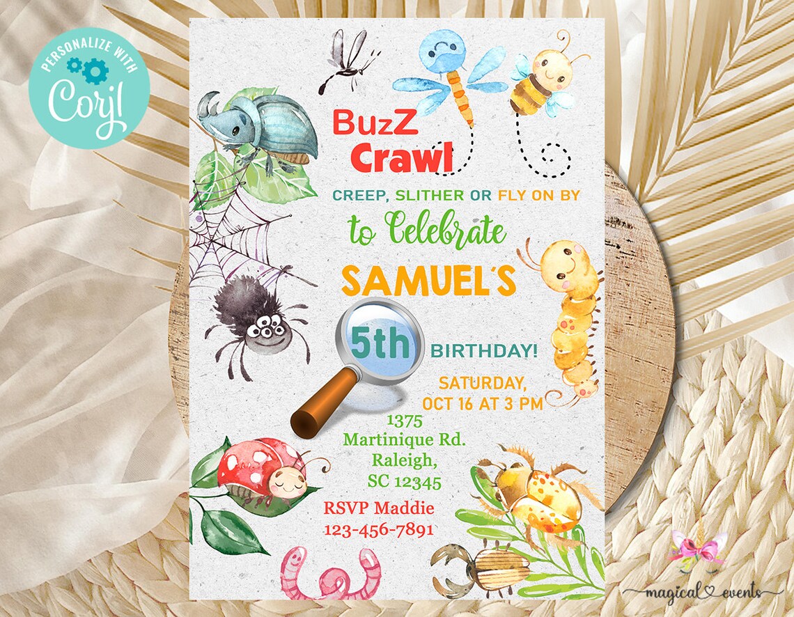 Bugs Boy Birthday Invitation Bugs Boy Birthday Invite - Etsy