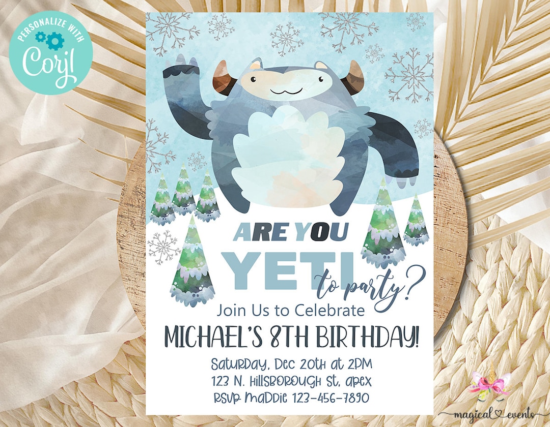 Are You Yeti to Party Boy Birthday Invitation, Winter Yeti Boy Birthday ...