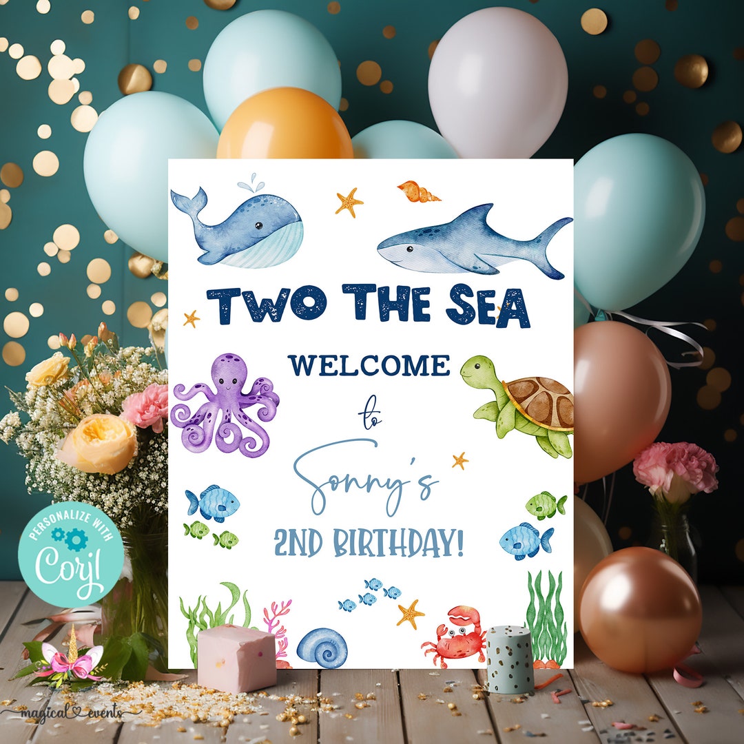 16x20 Boy Sea / Ocean Life Animals Birthday Welcome Sign, Under the Sea ...
