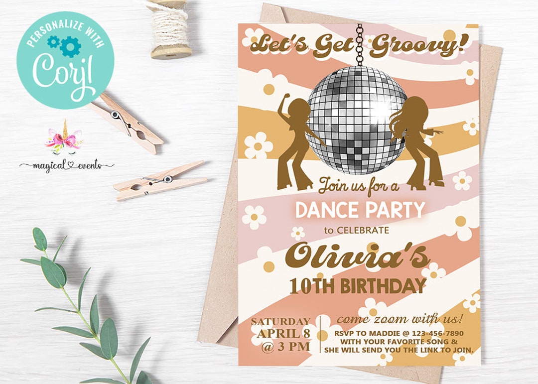 Lets Get Groovy Birthday Invitation, 70's Retro Hippie Daisies, Girl ...
