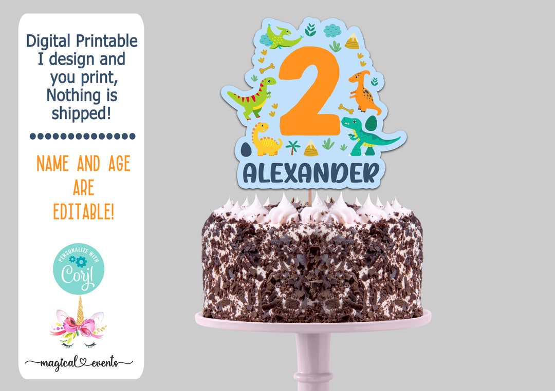DINOSAURS Boy Birthday Cake Topper or Centerpiece, Boy Dinosaur ...