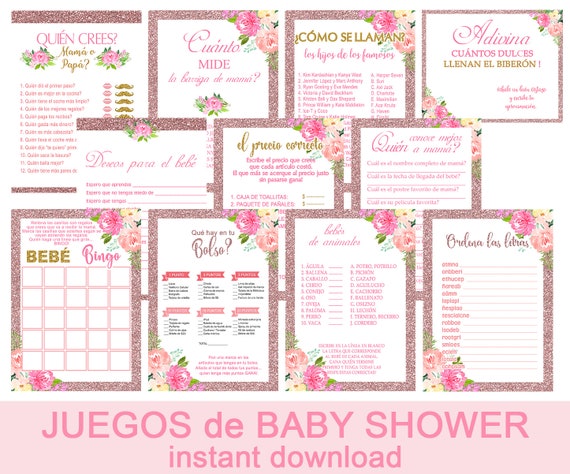 Floral Baby Shower Games Bundle Pink Flowers Games Package | Etsy