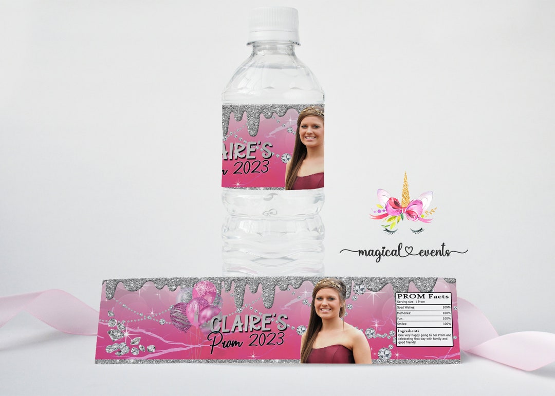 Sweet Sixteen or Prom Water Bottle Labels, Sweet 16 / Prom Party Favors ...