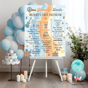 One Groovy Dude Birthday Chalkboard, Boy Groovy Birthday Sign Poster ...